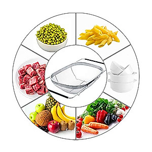 Over the Sink Colander Strainer Basket with Rubber Grip, 6 Quart Stainless Steel Vegtable Fruit Colanders Strainers with Steady Base, Expandable Metal Strainer for Kitchen Sink