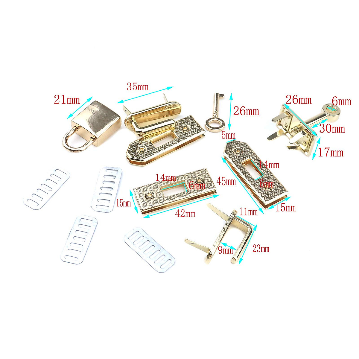 Semetall Purses Locks Kits Closure Wallet Locks Metal Twist Turn Lock Closure for DIY Handbag Shoulder Bag Making Accessories(Set of 7,Golden)