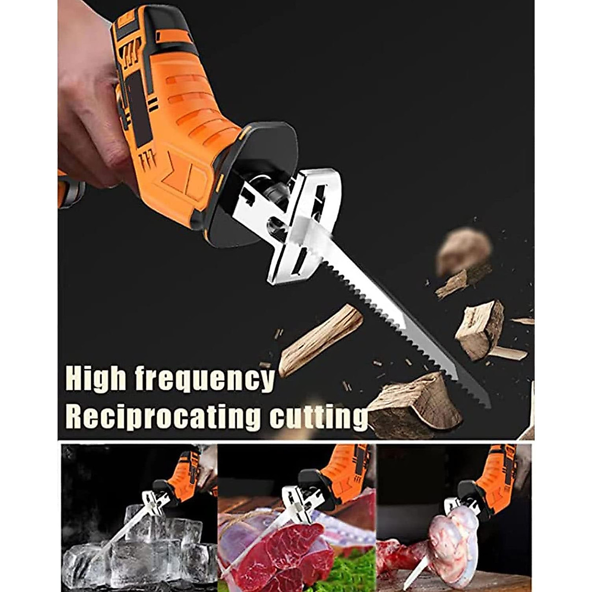 Generic Electric meat and bone saw Electric Commercial Home Butchers Saw, Electric Reciprocating Saws,Hacksaw Handheld Cordless Tools for Cutting Meat/Bones(1battery+4sawtooth)
