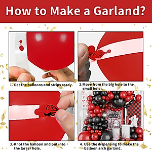 Red Black Balloons Garland Arch Kit,120Pcs Black and Red Party Balloons Different Size for Graduation Birthday Anniversary Baby Shower Casino New Year Party Decorations Supplies