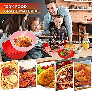 2 Pack Air Fryer Silicone Pots, 7.5 '' 3 to 6 QT Round Reusable Air Fryer Silicone Liner Bowl Basket Tray Accessories for COSORI Instant Vortex Ninja Nuwave Chefman Ultrean GoWISE Power XL Air Fryer
