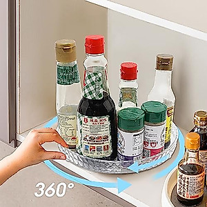 Lazy Susan Organizer with Handle, 11 Inch Lazy Susan Turntable for Bathroom Dresser, Round Spinning Organizer for Makeup Perfume Spices Counter (9" Clear White)