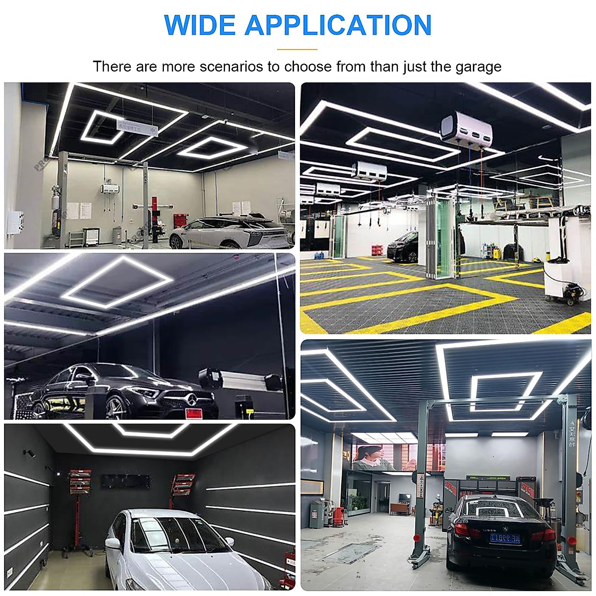 LZHOME LED Garage Light Fixture: High Brightness 39000LM LED Garage Ceiling Lights, Updated 46 inch Large Size Rectangle Light for Garage Shop Workshop Gym Car Detailing