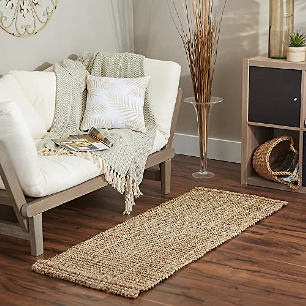 J & M Home Fashions Eco-Friendly Sturdy Rolled Natural Indoor/Outdoor Jute Rug, 22x60", 1-Piece, Natural