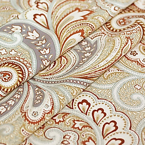 Softta Luxury Paisley Pattern 100% Cotton Deep Pocket 4Pc Bed Sheet Set 800 Thread Count King Size,Khaki