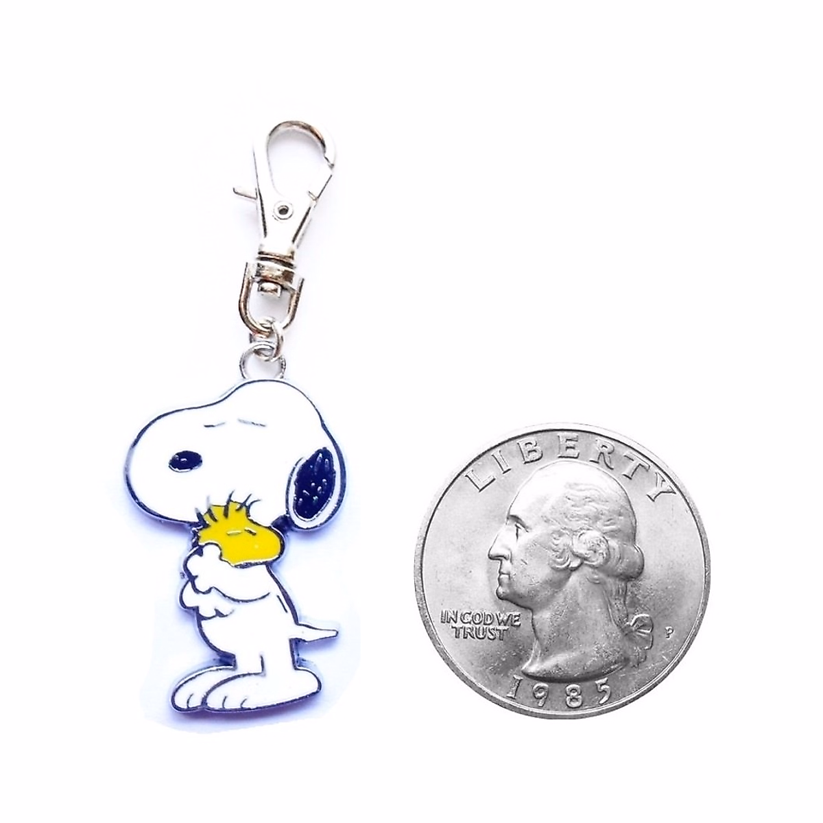 SNOOPY LOVES WOODSTOCK PEANUTS JEWELRY CHARM FOR ZIPPER PULL DOG CAT PET COLLAR PURSE LEASH DIY ETC