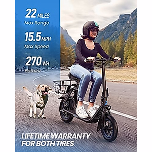 URBANMAX C1 Electric Scooter with Seat, 450W Powerful Motor up to 22 Miles Range, Foldable Electric Scooter for Adults Max Speed 15.5 Mph, Electric Scooter for Commuting with Basket