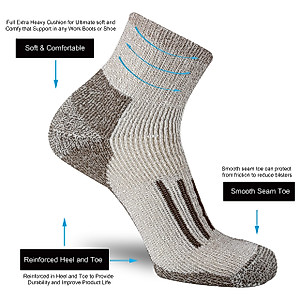 ONKE Merino Wool Low Cut Quarter Socks for Men Outdoor Trail Running Hiking Hiker All Season with Moisture Wicking Control(Brown L)