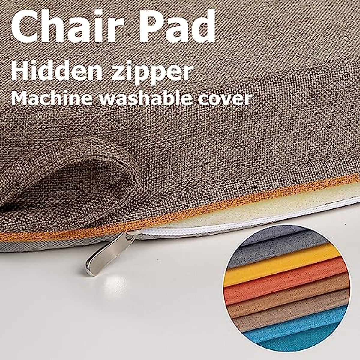 Millsilo D-Shaped Chair Cushions for Dining Chairs with Ties and Removable Cover, Dining Kitchen Chair Pads, Indoor Dining Room Non-Slip Backing Seat Cushions 4 Set, 16.5" x 16.2" x 2" Autumn Color