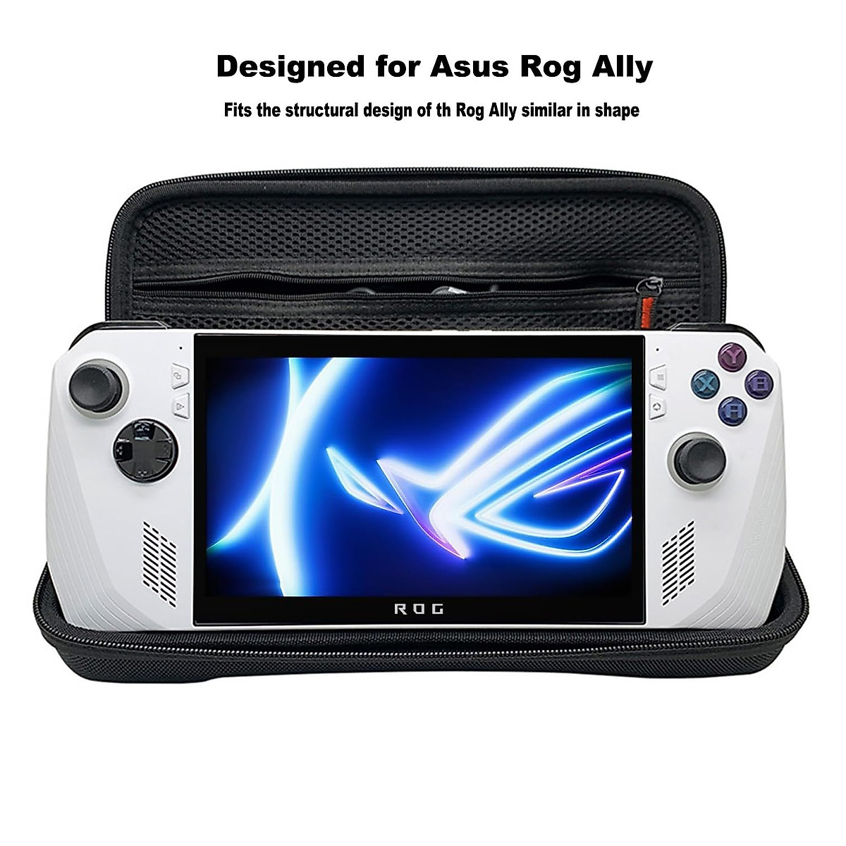 FiiMan ROG Ally Carrying Case Compitable with ROG Ally 7 inch 120Hz Gaming Handheld and Accessories, Hard Shell Case with Folding Bracket for Travel and Storage Black (Thin)
