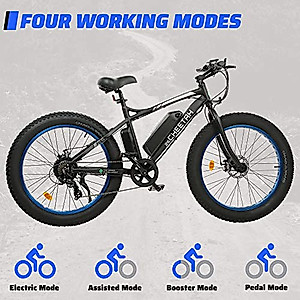 ECOTRIC Cheetah Electric Bike 26" X 4" Fat Tire Bicycle 500W 36V 12.5AH Battery EBike Beach Mountain Snow E-Bike Throttle & Pedal Assist for Adults - 90% Pre-Assembled