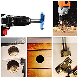 TOOLSTAR Forstner Drill Bits, Boring Carbide Drill Bits 60mm Blue Woodworking Hole Saw Power Rotary Cutting Tool for Wood Plastic Plywood （Pack of 1）