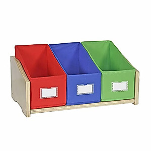 Guidecraft Tabletop Bin Holder with Fabric Bins - Short: Craft Supplies & Books Organizer, Ideal for Classroom and Homeschool