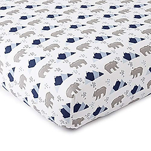 Levtex Baby Trail Mix 5PC Woodland - Animals - Blue, Grey, White - Toddler Set - Kids Bedding - Reversible Quilt, Fitted Sheet, Flat Sheet, Standard Pillow Case, Decorative Pillow