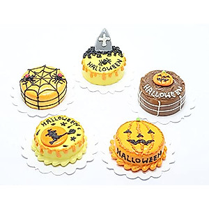 ThaiHonest Mixed 5 Assorted Halloween Cake Dollhouse Miniature Food,Tiny Food