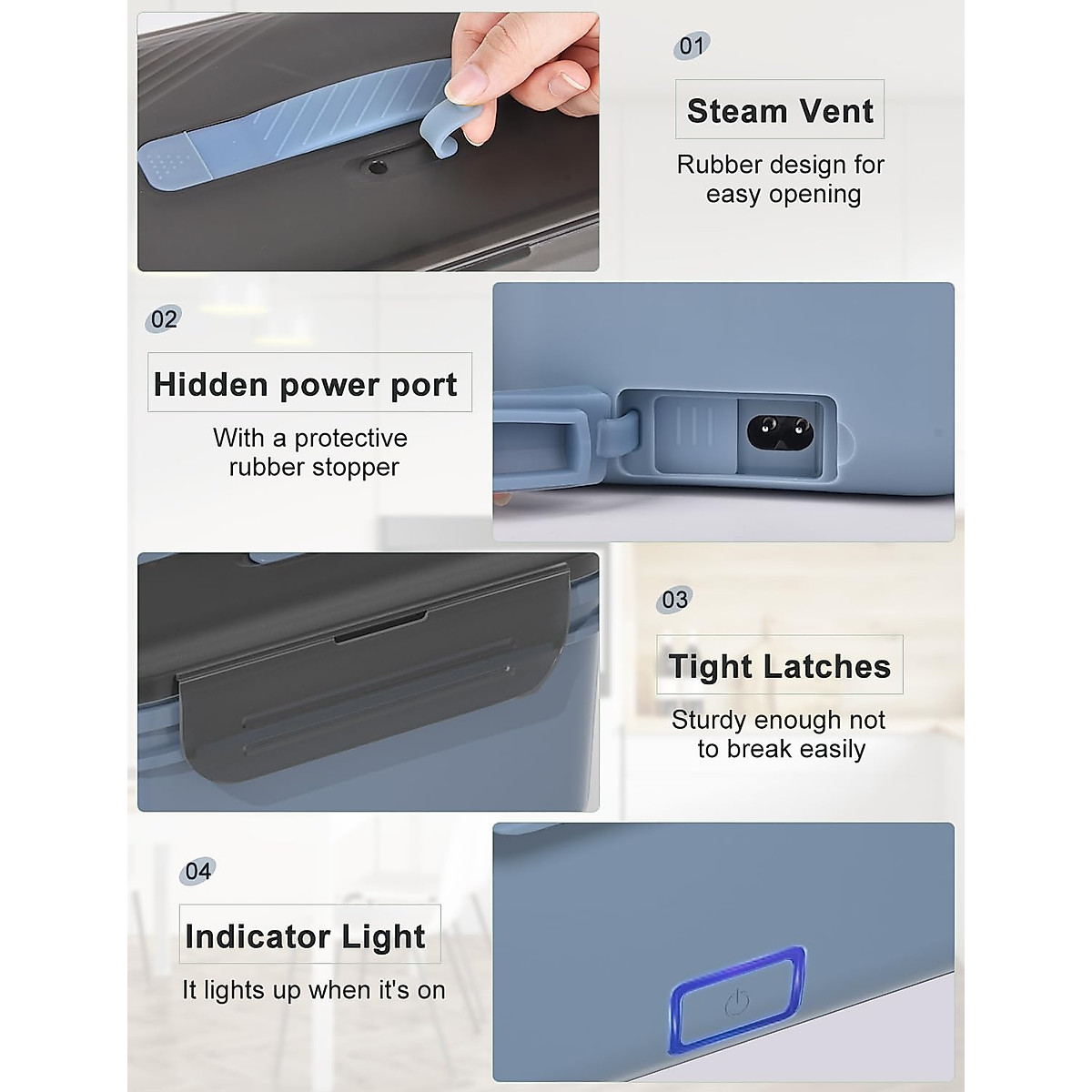 Electric Lunch Box Food Heater, New 100W Portable Food Warmer, Heated Lunch Box for Adults Car/Home with 1.8L Removable Stainless Steel Container, Christmas White Elephant Gifts, 12V/24V/110V/220V