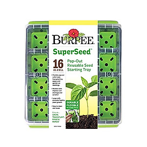 Burpee SuperSeed Seed Starting Tray | 16 XL Cell | Reusable & Dishwasher Safe | for Starting Vegetable Seeds, Flower Seeds & Herb Seeds | Indoor Grow Kit for Deep-Rooted Seedlings