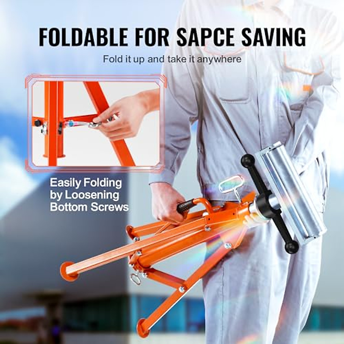 VEVOR Roller Stand, Heavy Duty 2500 LBS Load Capacity Tool Stand - 28"-52" Height Adjustable - Foldable Space-Saving Design - for Woodworking and Metalworking Long Boards, Metal Pipes or Bars