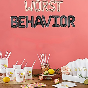 Worst Behavior Balloons Rose Gold and Black Boujee Drake Party Banner Bride To Be/We are Engaged/Bridal Shower/Hip Hop/Hen Party/Engagement Themed Bachelorette Party Supplies Decorations