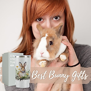 Onebttl Bunny Glitter Tumbler with Lid and Straw, Unique 20oz Cute Tumbler for Women & Girl, Bunny Lover Gifts for Christmas, Birthday