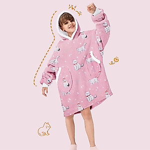 American Trends Wearable Blanket for Kids Gifts Blanket Hoodie for Kids Cozy Warm Oversized Blanket Sweatshirt Gift for Girls and Boys Persian cat