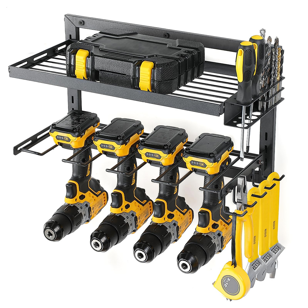 COFIT 2-Tier Power Tool Organizer, Power Drill Tool Holder, Wall Mount Tool Storage Organizer, Adjustable Height Iron Tool Rack for Garage Organization and Workshop