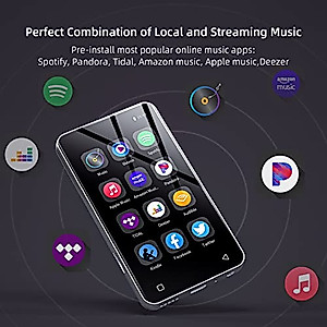 MP3 Player with Bluetooth and WiFi, 4" Full Touch Screen MP4 MP3 Player with Spotify, Android Streaming Music Player with Pandora, Portable HiFi Sound Walkman Digital Audio Player with Speaker (White)