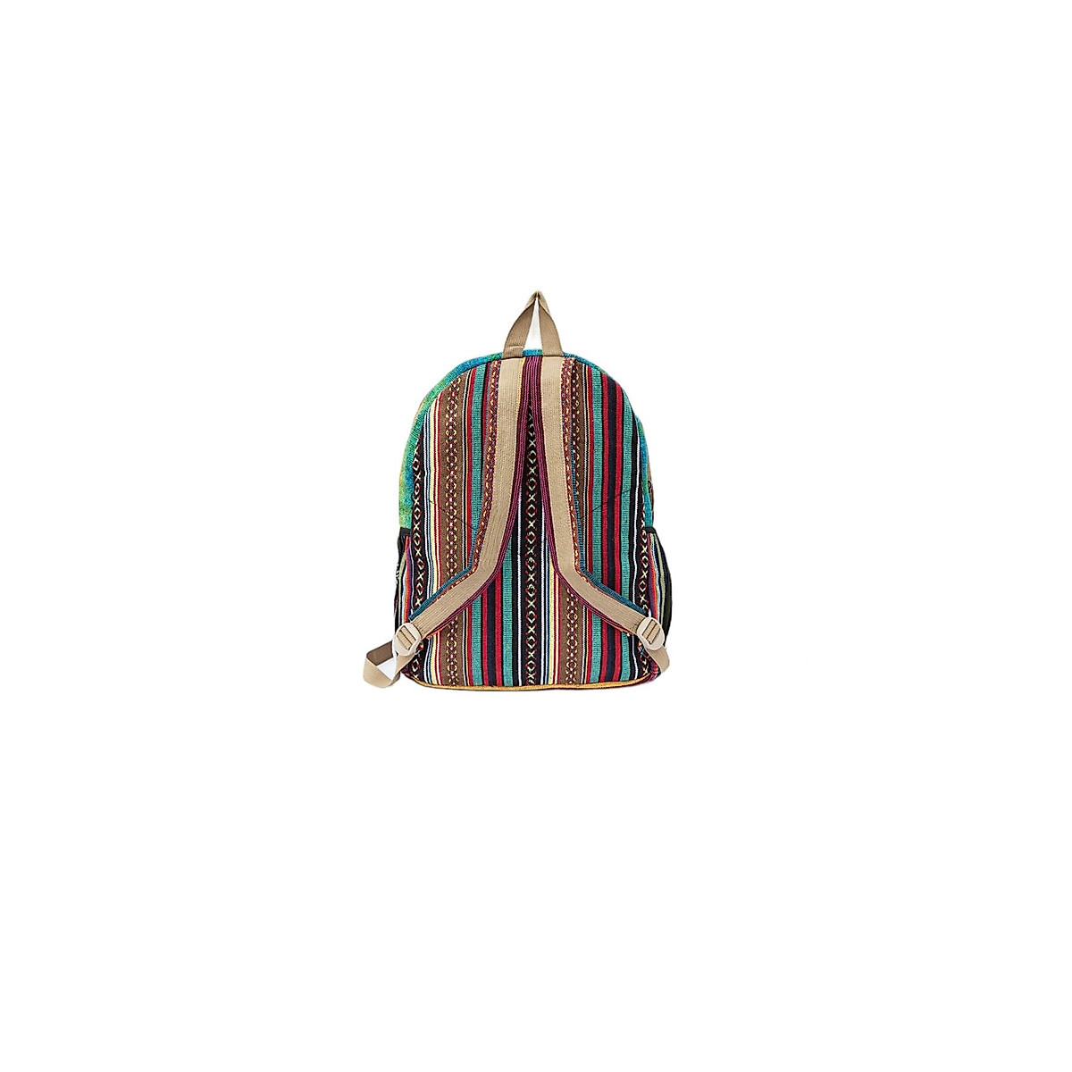 Hemp Backpack | 100% Pure Hemp - All Natural Handmade Multi Pocket Large Laptop Backpack | Travel Backpack - for Women and Men | Laptop Sleeve -Water Bottle Pockets | Boho Hippie - Rainbow