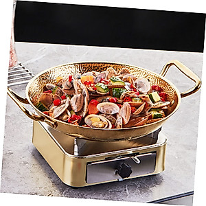 HANABASS 4pcs Dinner Nonstick Tray Pan for Use Hotpot Snack Chicken Steel Nabe Handle Cookware Serving Pot Induction Foods Golden Kitchen Home Paella Plate Restaurant Skillet Handles