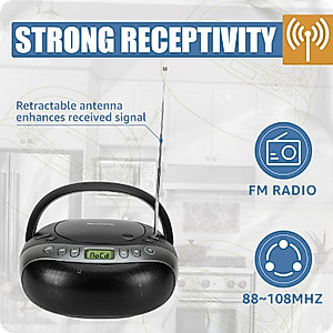 Retekess TR604 AM FM Radio Portable Transistor Analog Radio with 3.5mm Earphone Jack Battery Operated Retekess TR634 Portable Boombox CD Player, Bluetooth Boombox with FM Radio