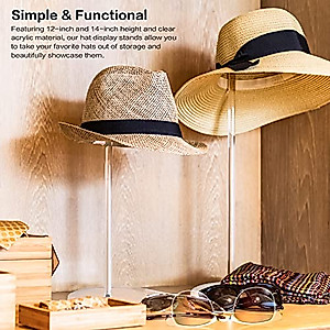 HOLENGS 3Pcs Acrylic Hat Stand Wig Display Rack, Clear Hat Pedestal Stand, Round Barbell Hat Display Riser Wig Holder for Hat Watch Jewelry (30cm)