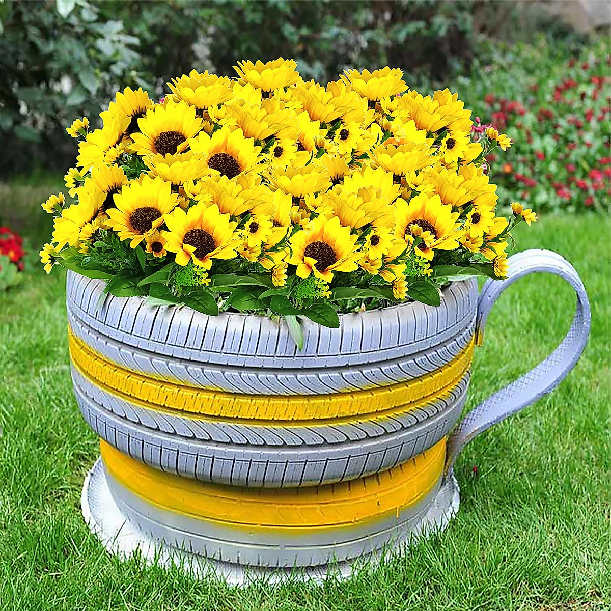 QIANYUN Sunflower Artificial Flowers,10PCS Small Daisy Small Wild Flower,Realistic Silk Sunflower for Party Bouquet Arrangement Home Desktop Wedding Decor Home Garden Decoration (Style A)
