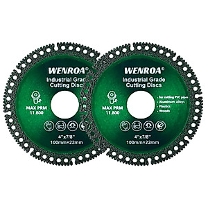 WENORA 2Pcs 4 Inch Indestructible Disc for Grinder, Cutting Discs 4 1/2 for Angle Grinder, 7/8" Arbor Angle Grinder Diamond Cutting Dis for Smooth Cutting, Chamfering, Grinding