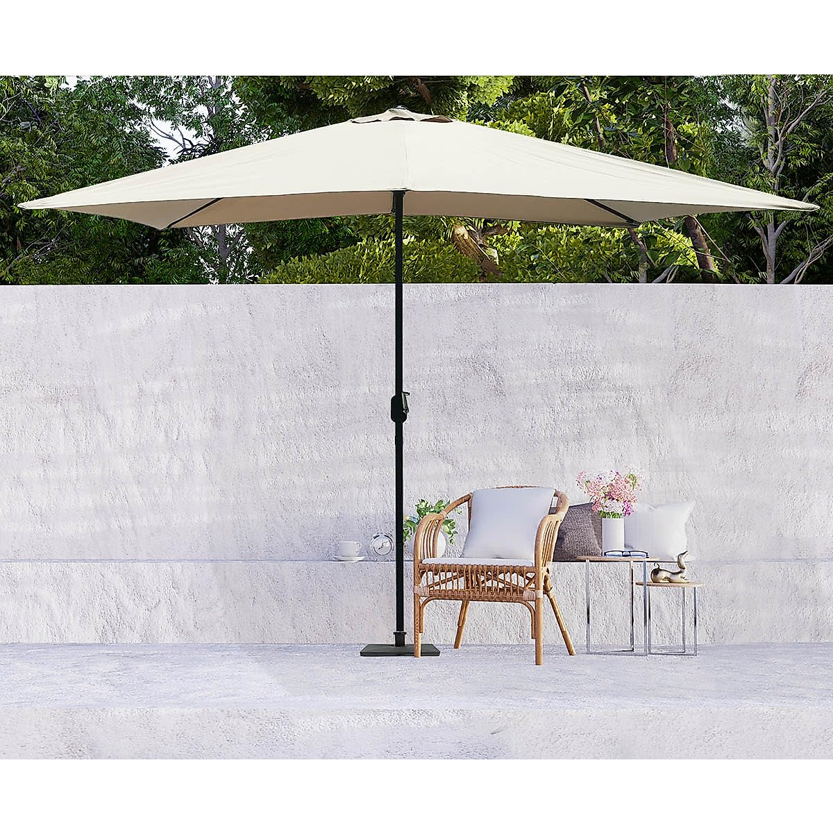 ontheway 6.5x10 ft Rectangular Patio Umbrella, Outdoor Market Table Umbrella with Hand Crank, Rust-Resistant Frame, 6 Steel Ribs, Swimming Pool, Garden, Courtyard, Lawn