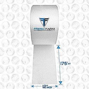 Bubble cushioning wrap 700 ft² (4 Rolls of 175 ft x 12" Wide) - 3/16" Small Bubble - Perforated Every 12''- With 10 Fragile stickers by Fresh Farm LLC