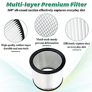 Replacement Cartridge Filter for Shop Vac 90304 90350 90333 by Techecook - 90350 90304 Shop Vac Filter fit Most Shop Vac Wet/Dry Vacuum 5 Gallon and Above, Reusable and Washable Synthetic Material