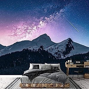 Star Meteor 3D Wall Murals, Distant Mountains Wallpaper, 3D Decal Removable Peel and Stick Self-Adhesive Environmental Protection for Home Office Renovation Decor 118''Wx83''L-PVC