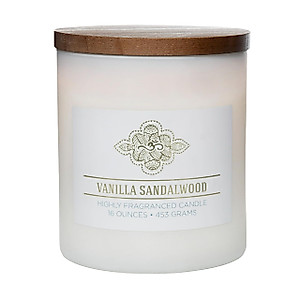 Vanilla Sandalwood Scented Jar Candle, Wellness Collection, Relaxing Aromatherapy Candle, 2 Wick White Jar Soy Blend Wax Candle for Home, 60hr Burn, 16 oz - USA Poured