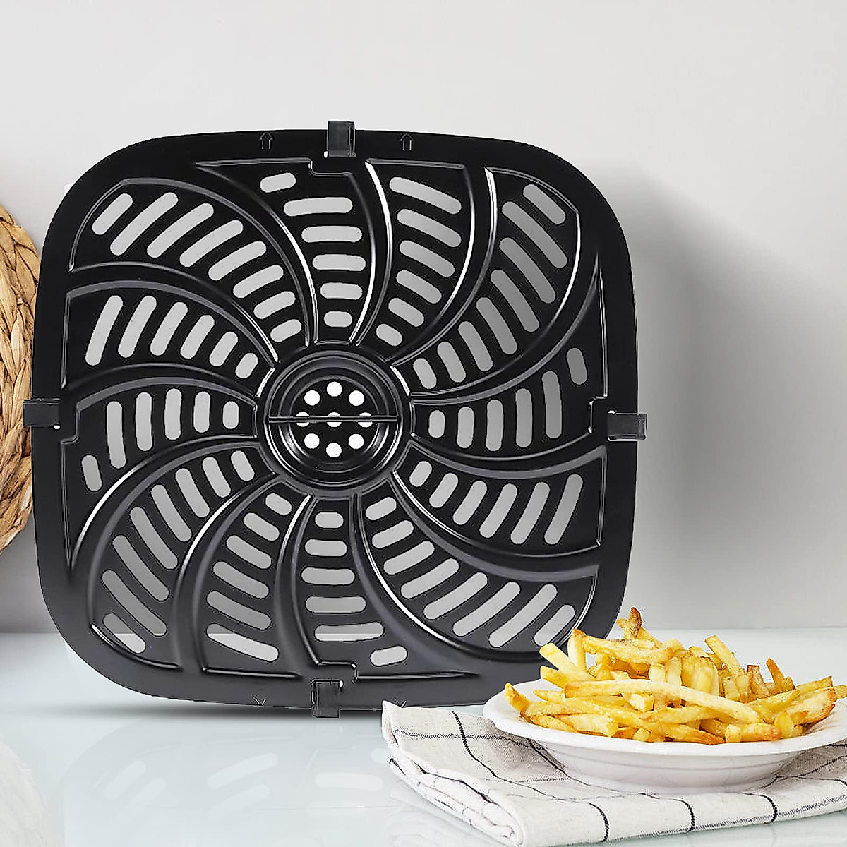 Universal Air Fryer Grill Pan Food Separator Cooking Divider Kitchen Square Nonstick Fry Coating Pan Fit For Chefman 8QT Air Fryer Toaster Oven Combo-french Door Liners Cookbooks Dishwasher Safe Large