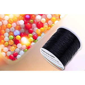 Paxcoo Stretchy String for Bracelets, 0.8mm Black Elastic String Bracelet Cord Jewelry Bead Thread for Bracelets, Necklaces, Beading and Jewelry Making