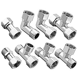 Beduan Stainless Steel 1/2"G Elbow 2 Ends Movable Cap Flexible Connector for Angled Valve, Bidet, Sprayer, Shower Arm(Threaded Diameter:19.8mm/3/4")