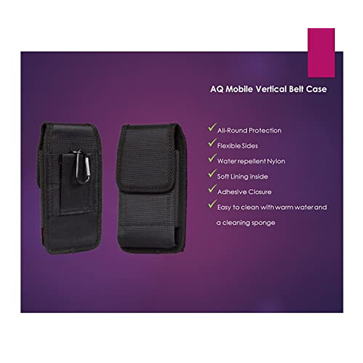 AQ Mobile Vertical Holster for Cell Phone, Size XXL (Inner Size: 6.7 x 3.15 x 0.43 in) Nylon, Belt Loop