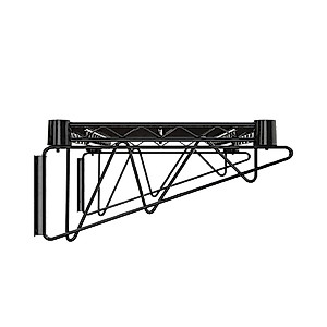 Krollen Industrial 14" x 24" Black Epoxy Wire Wall Mount Shelf
