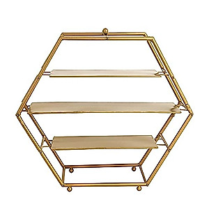 BalsaCircle 21-Inch Tall Gold 3 Tier Metal Hexagonal Cupcake Holder Dessert Display Stand Wedding Party Events Decorations Supplies