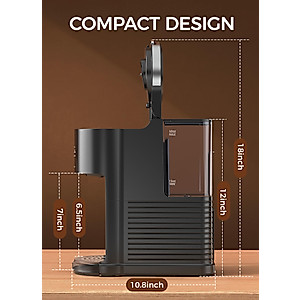 COWSAR Single Serve Coffee Maker, Coffee Brewer for K-Cups Pods and Ground Coffee, Capsule Coffee Machine with 40 Oz Water Tank, 5 Brew Sizes Up To 14 Oz, Black