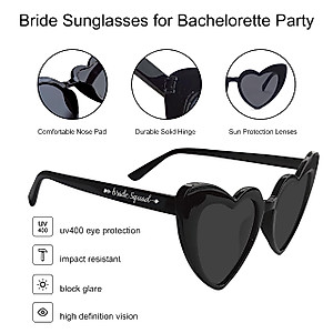 PartyGifts&beyond Bachelorette Sunglasses Heart Sunglasses 10 Packs Bride Squad and Bride Sunglasses for Bachelorette Party Wedding Bridesmaid Gifts(Black)