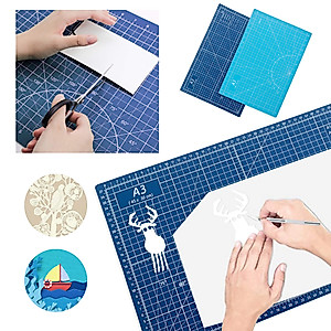 Self Healing Cutting Mat 18 inchx12 inch Non-Slip PVC Double Sided 5-Ply A3 Art Craft Rotating Mat, Rotary for Quilting, Sewing Crafts Hobby Fabric Precision Scrapbooking Project -GREEN