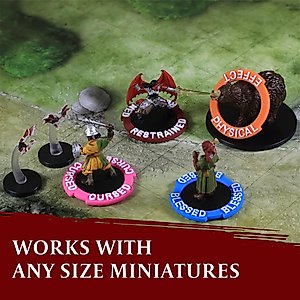 DND Miniatures Condition Markers - 96 Rings to Track 24 Different Status & Spell Effects for RPG/DND Minis Like Dungeons and Dragons 5th Edition & Pathfinder Perfect DnD Gifts & D&D Accessories Tokens