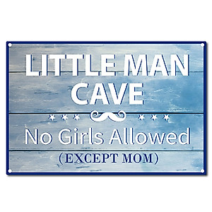 CREATCABIN Metal Tin Sign Man Cave No Girls Allowed Except Mom Retro Vintage Funny Wall Art Mural Hanging Iron Painting for Home Garden Bar Pub Kitchen Living Room Office Garage Plaque 8 x 12inch