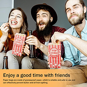 203 PCS Popcorn Machine Supplies Set, 200 PCS Popcorn Paper Bags with Popcorn Scoop, 2PCS Season Salt Shaker, Popcorn Supplies for Popcorn Machine